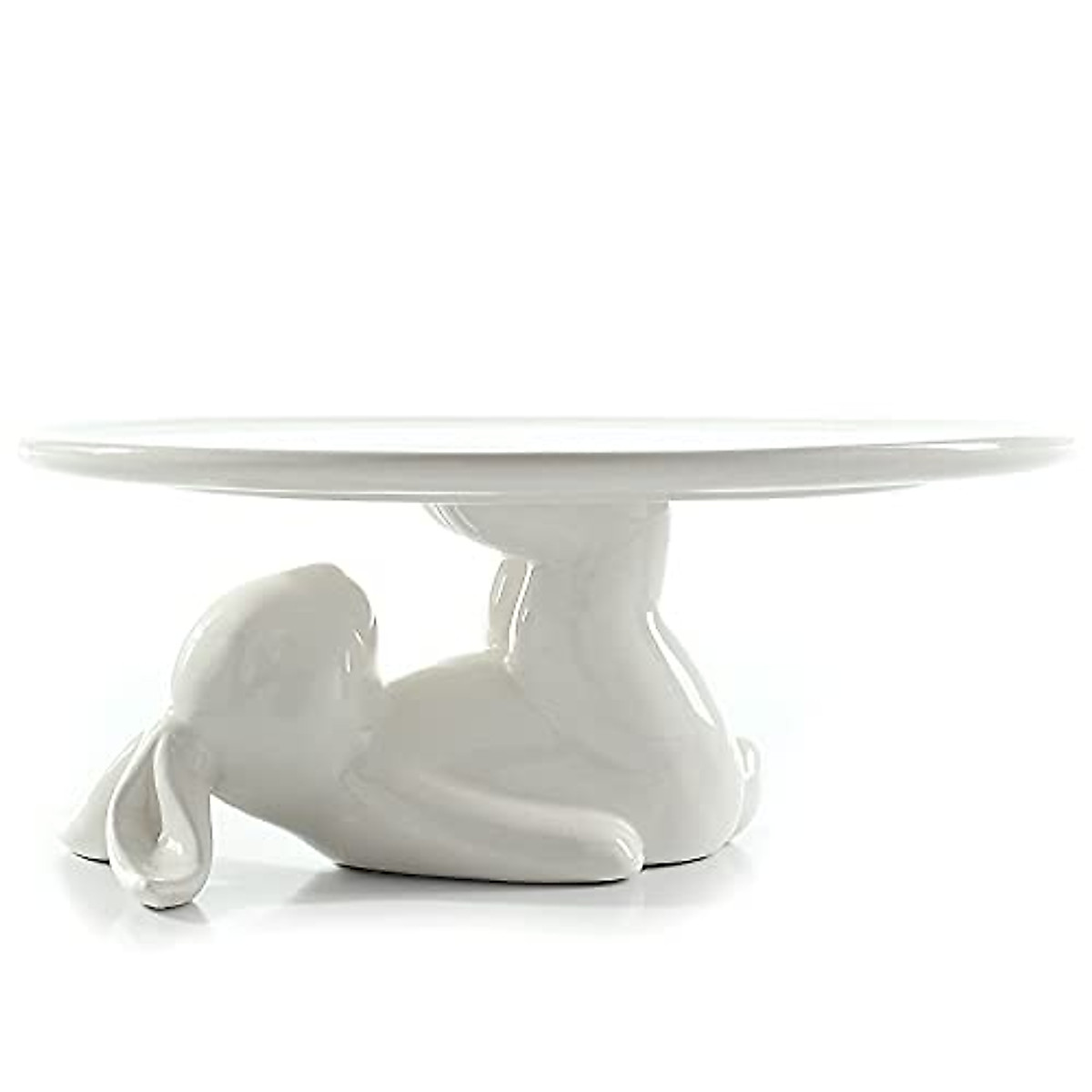 LA JOLIE MUSE Cupcake Stand, Easter Decorations, Ceramic Dessert Plates for Eggs and Cookies, Bunny Candy Dish Gifts, 8.3 Inch White