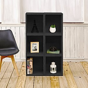 Way Basics Cube Plus Cubby Organizer (Tool-Free Assembly and Uniquely Crafted from Sustainable Non Toxic zBoard Paperboard), Black Wood Grain