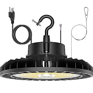 ZGDZ High Bay LED Shop Light 150W UFO LED Bay Light for Warehouse 22500 Lumens Super Bright 5000K 0-10V Dimmable 5' Cable Plug Industrial Grade ETL Listed