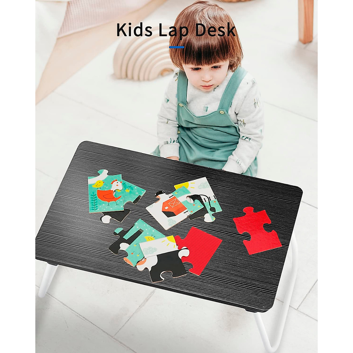 Ruxury Folding Lap Desk Laptop Stand Bed Desk Table Tray, Breakfast Serving Tray, Portable & Lightweight Mini Table, Lap Tablet Desk for Sofa Couch Floor - Black