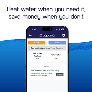 Aquanta Digital Water Heater Timer - Wifi Smart Water Heater Controller/Control - Smart Hot Water Heater Alternative - Programmable, Works with Gas Hot Water Heaters (ONLY) - Leak Sensor Included