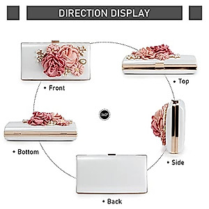 LUI SUI Womens Elegant Flowers Evening Bags Wedding Clutch Purse Floral Bride Wedding Clutch Shoulder Handbags