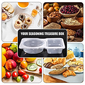 lasuroa 15pcs Double Condiment Containers with Lids, Double Compartment Condiment Containers Portable Sauce Containers Double Compartment Snack Containers for To-Go Sauce Travel Snack