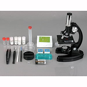 AmScope - 120X-1200X Kids 52 pc Microscope Science Kit + World of The Microscope Book - M30-ABS-KT2-WM - Black