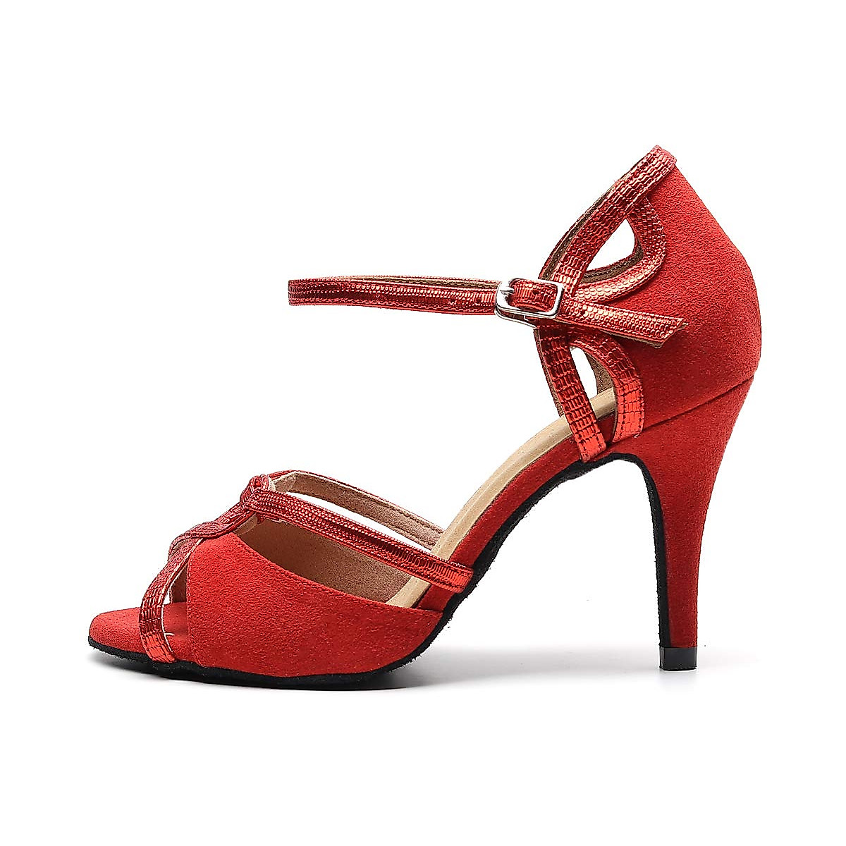 Goettin Professional Latin Dance Shoes Satin Salsa Dancer Shoes Ballroom Tango Dancing Shoes for Women with 3.5" Heel by FBA (US7.5) Red