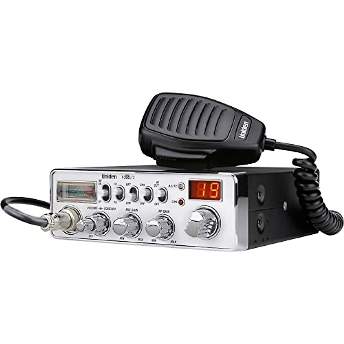 Uniden PC68LTX 40-Channel CB Radio with PA/CB Switch, RF Gain Control, Mic Gain Control, Analog S/RF Meter, Instant Channel 9, Automatic Noise Limiter, and Hi-Cut Switch,Silver