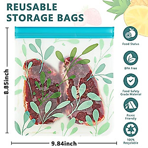 4 Pack Dishwasher Safe Reusable Gallon Freezer Bags,Reusable Food Storage Bags,Reusable Ziplock Bags Silicone For Travel/Home Kitchen Organization Marinate Meats, Cereal, Sandwich, Snack (BPA FREE)