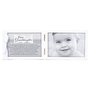 The Grandparent Gift Company- 4 x 6 Double Hinged Table or Shelf Frame-“First Granddaughter” - Baby Reveal or Baby Shower