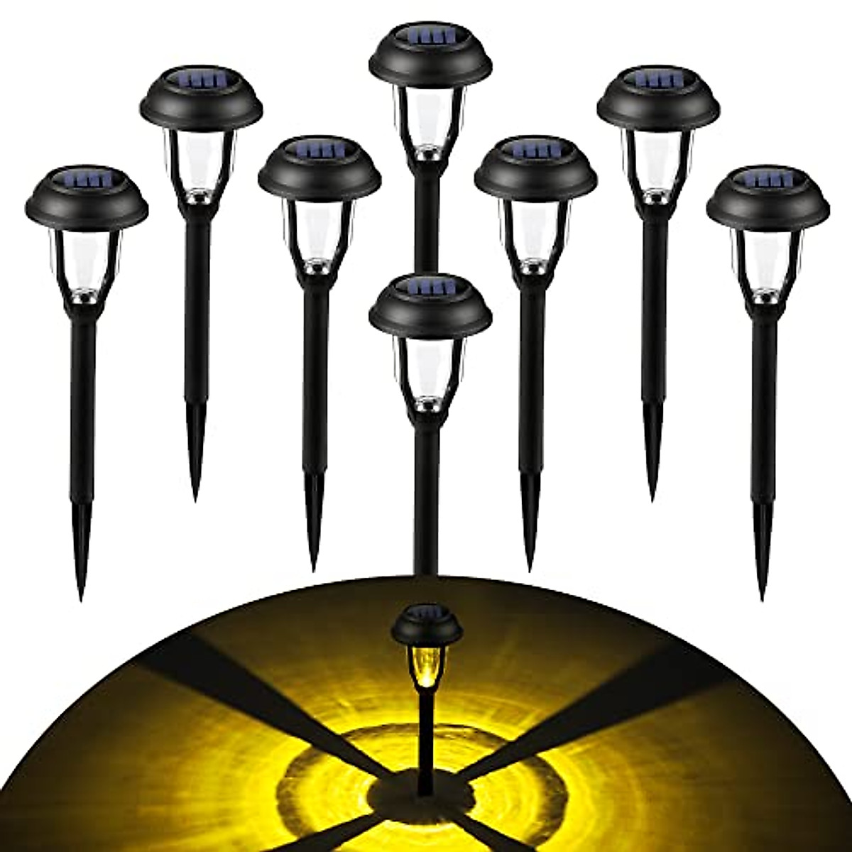 SOLPEX 8 Pack Solar Pathway Lights, Solar Path Lights Waterproof, Solar Garden Lights Outdoor for Garden, Yard, Pathway, Landscape, Walkway and Driveway (Warm White)