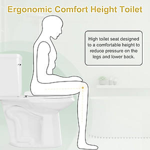 17.5 Inch High Toilet | Extra Tall Toilets With Comfort Height Tall Toilet Seat, 1.28 GPF Side Single Flushing High Toilets For Seniors, Extra High Toilet With 12" Rough-in & Soft-close Toilet Seat
