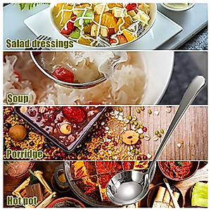 Wenkoni Small Soup Ladles,Sauce ladles,Gravy Soup Spoon Ladles,2 Pack 18/10 Non-magnetic Stainless Steel 7.6" Round Ladles (Color:Silver).