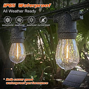 Dott Arts 2-Pack 96FT Solar Outdoor String Lights Waterproof with Dimmable Remote Control,Patio LED String Lights with 32 Plastic Bulbs for Backyard Garden Bistro sWedding Party