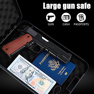 Dalmbox Gun Safe for Pistols X Large, 11 x 7 x 3 Inches, Handgun Lock Box with Combination Lock Portable Travel Pistol Safe for Car, Home, Travel