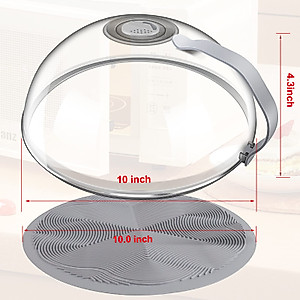 2 in 1, JesDiary Clear Microwave Cover & Multi-Purpose Mat- Mat as Bowl Holders, Cover for Plate Food Splatter Guard, Microwave Cooking Lid & Silicone Versatile Trivet, Dishwasher Safe,10.5inch, Grey