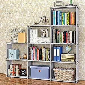 Hosmat 9-Cube DIY Children's Bookcase 30 inch Adjustable Bookshelf Organizer Shelves Unit, Folding Storage Shelves Unit