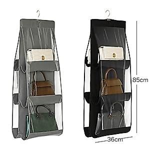 Two Pcs Double-Sided Transparent Six Layer Hanging Storage Bags Handbag Storage Hanging Bag Wardrobe Storage Dust-Proof Bag Hanging Fabric Folding Dust-Proof Bedroom Household Wardrobe Storage Rack
