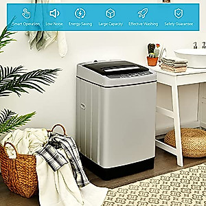 Giantex Full Automatic Washing Machine, 2 in 1 Portable Laundry Washer 1.5Cu.Ft 11lbs Capacity Washer and Spinner Combo 8 Programs 10 Water Levels Energy Saving Top Load Washer for Apartment Dorm