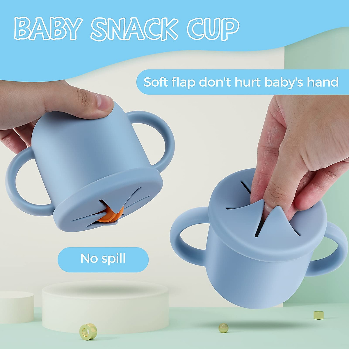 LUOWAN Sippy Cup with Straw Silicone Baby Cup with Straw Spill Proof Snack Container 2 in 1 8OZ