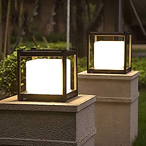 NAMSAR Column Lamp Waterproof Solar Column Headlights, Outdoor Light Outdoor Waterproof Wall Lamp Post Simple Outdoor Garden Villa Garden Light Villa Outdoor Gate Light ( Size : 19*22cm )
