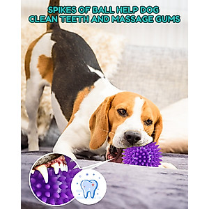 Pweituoet 3.5” Spike Dog Balls with Squeaky, Thicker and Durable, 2 Pack Dog Chew Toys Clean Teeth Training for Puppy Small Medium Large Dogs, Dog Ball Toys for Aggressive Chewers