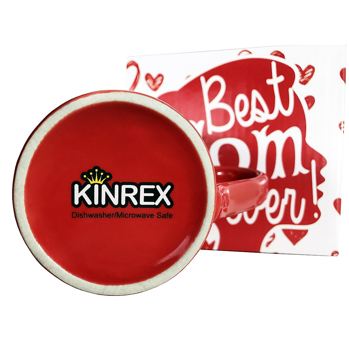 KINREX Best Mom Ever Mug – Valentines Day Gifts Mothers Day Gifts Coffee Cup for Women, Mother, Grandmother, Parent, Gift for Christmas, Birthday, Thanksgiving, Red, 12 oz. Novelty Tea Cups