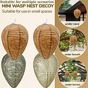 4 Pcs Wasp Nest Decoy Wasp for Outdoor Hanging, Home and Garden(2pcsYellow，1 Green, 1 Light Brown)
