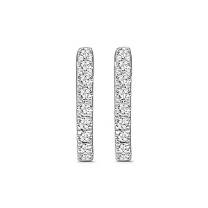 ARAIYA FINE JEWELRY 10K White Gold Round-shape Diamond Oval Hoop Earrings for Women (1/5 cttw, I-J Color, I2-I3 Clarity)