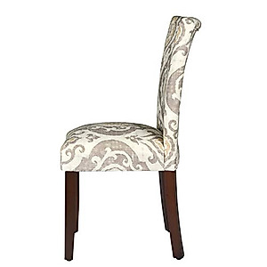 HomePop Parsons Classic Upholstered Accent Dining Chair, Set of 2, Taupe and Cream Medallion