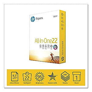Hp 207000 All-In-One Printing Paper, 96 Bright, 22Lb, Letter, White, 500 Sheets/Ream