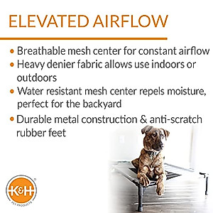 K&H PET PRODUCTS Elevated Cooling Outdoor Dog Bed Portable Raised Dog Cot Charcoal/Black Small 17 X 22 X 7 Inches