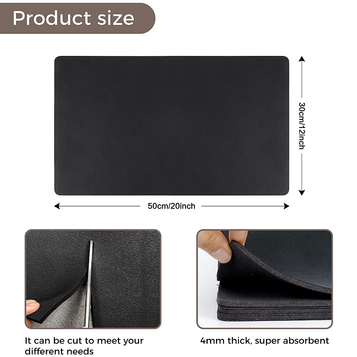 KinHwa Coffee Mat Coffee Bar Mat - Hide Stain Absorbent Rubber Backed Quick Drying Mat Coffee Matt For Counter-Coffee Bar Accessories Fit Under Coffee Maker Coffee Machine (Black,12"X20")