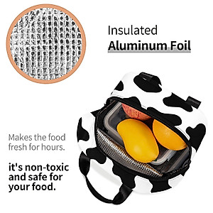 Cow Spots Cute Lunch Box Bento Travel Bag Picnic Tote Boxes Insulated Durable Container Shopping Bag Reusable Waterproof Bags For Adult Women Men