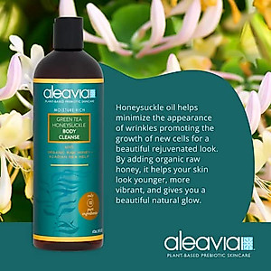 Aleavia Green Tea Honeysuckle Body Cleanse – Organic & All-Natural Prebiotic Body Wash with Raw Honey – 16 Oz.