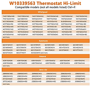 W10339563 Thermostat Replacement for Whirlpool Dishwashers W10195091 WPW10195091 PS11750035 Compatible with Multiple Models
