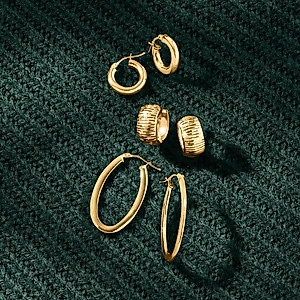 Canaria Italian 10kt Yellow Gold Oval Hoop Earrings