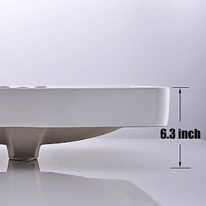 VESLA HOME 23 x 18 inch Large Rectangular Porcelain Ceramic Drop in Bathroom Vessel Sink,Modern Above Counter Basin for Lavatory Vanity Cabinet