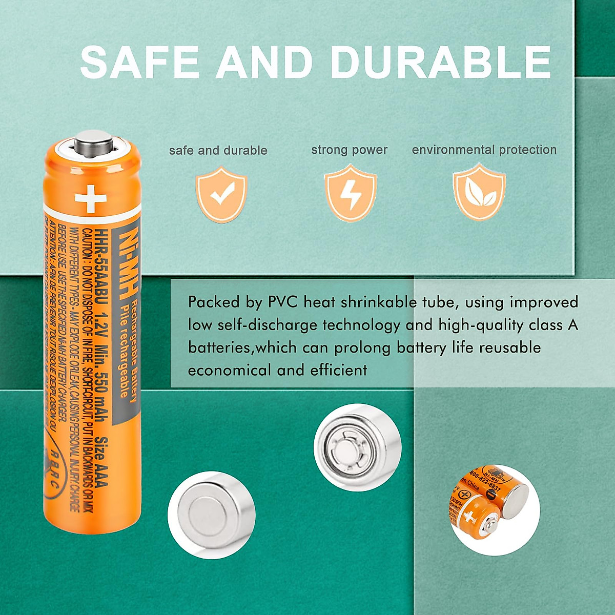 CIEEDE HHR-55AAABU NI-MH AAA Rechargeable Battery for Panasonic 1.2V 550mah 8Pack NiMH AAA Batteries for Panasonic Cordless Phones, Electronics, Remote Controls