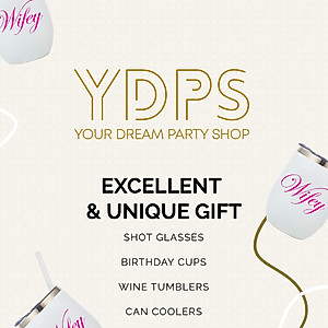 Your Dream Party Shop Wifey Tumbler, White Stainless 12oz Steel Wine Mrs Tumbler with Lid and Straw, Wifey Gifts, Mrs Cup, Perfect Future Bride Tumbler or Cool Bridal Shower Gift for the Bride To Be!