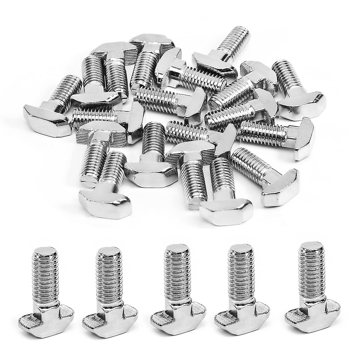 Yinpecly M8 T-Slot Drop-in Stud Sliding Screw Bolt 20mm Carbon Steel Hammer Head Bolt T Screw 40 Series 20pcs