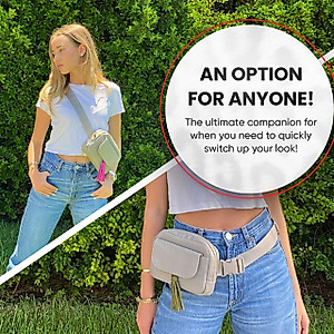 Cris Tassel Crossbody & Waist Bag with Adjustable Strap & Interchangeable Tassels – Includes Inside Pocket, Front Pocket and Back Pocket with Zipper – Durable Nylon Material Ideal for Travel, Cycling