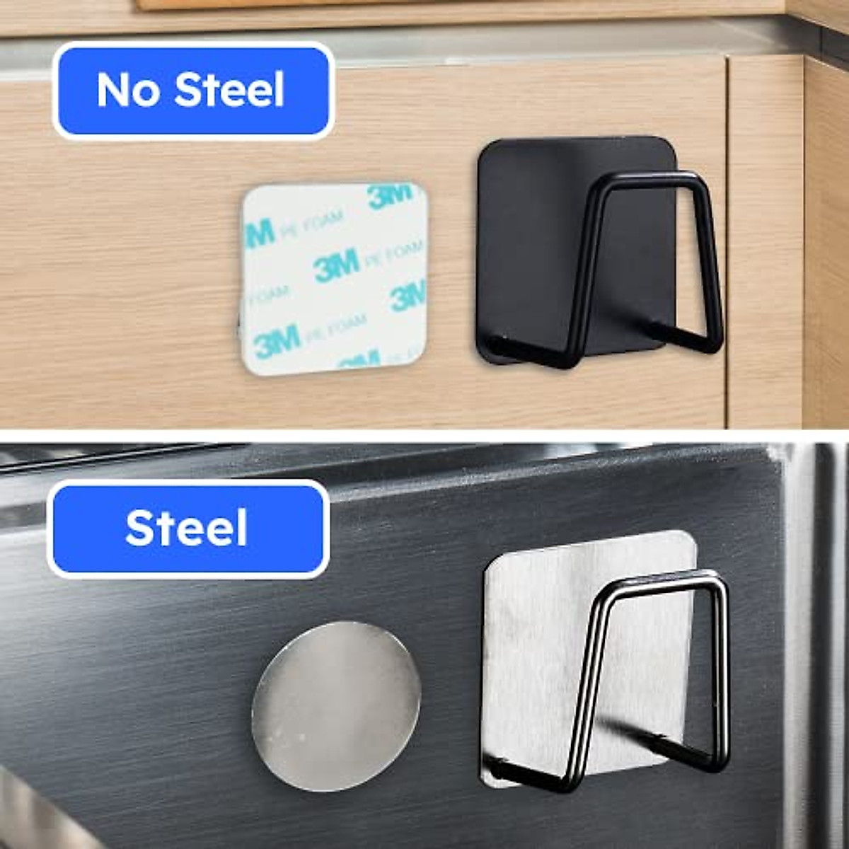 REBUY COMPANY Rebuycompany`s 6pcs Magnetic Sponge Holder Sponge Caddy for Kitchen Organization - SUS 304 Stainless Steel Rust Proof Magnetic Sponge Holder, Sink Caddy - Durable & Space Effective