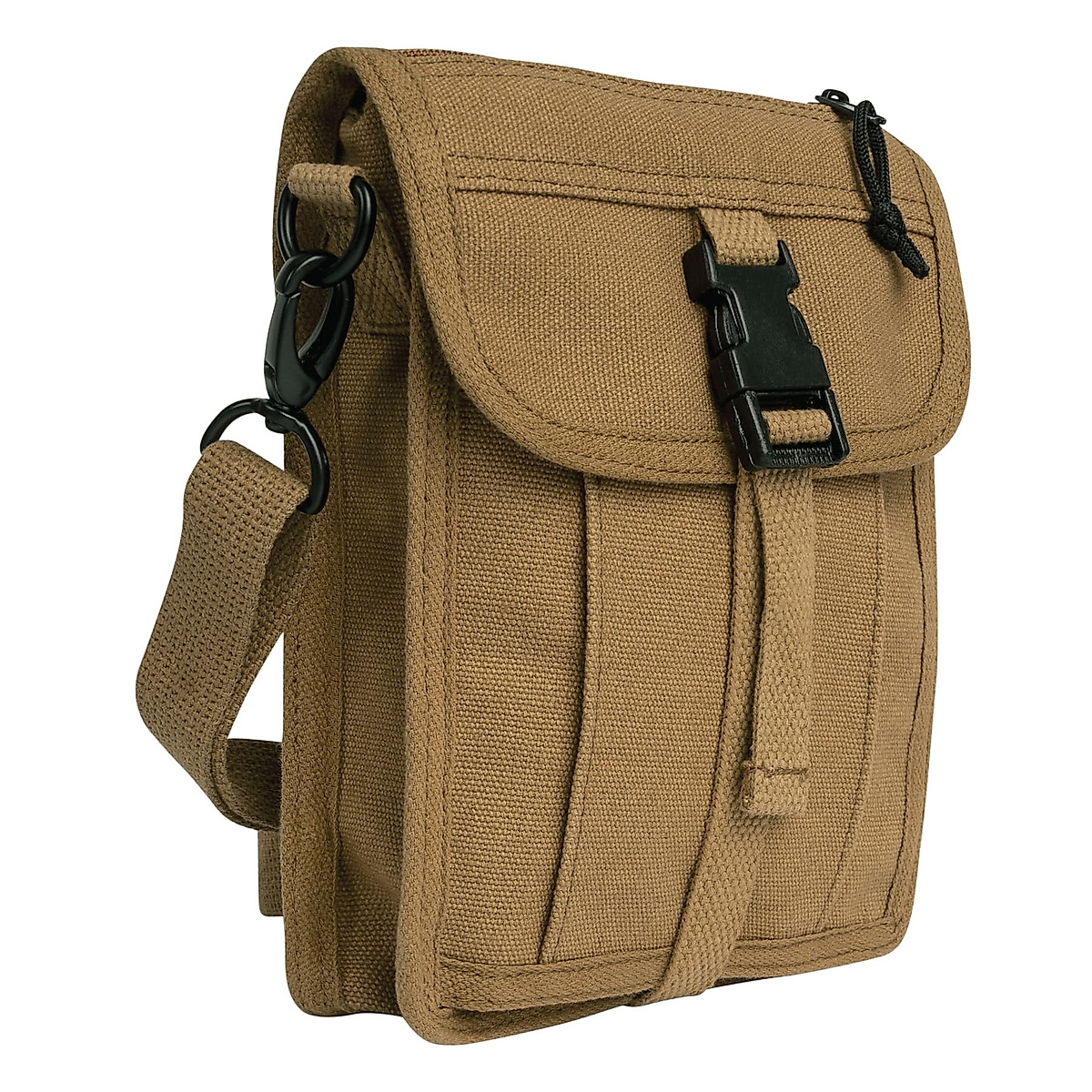 Rothco Heavyweight Canvas Travel Portfolio Bag – Crossbody Shoulder Bag – Heavy-Duty Cotton Canvas - Coyote Brown