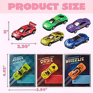 JOYIN 28-Count Valentines Day Gifts Cards, Valentine's Greeting Cards for Kids with Die-Cast Racing Cars Valentine Classroom Exchange Party Favor Toy