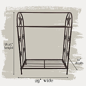 BestGiftEver Metal Free-Standing Quilt Rack in Rustic Western Style with Star