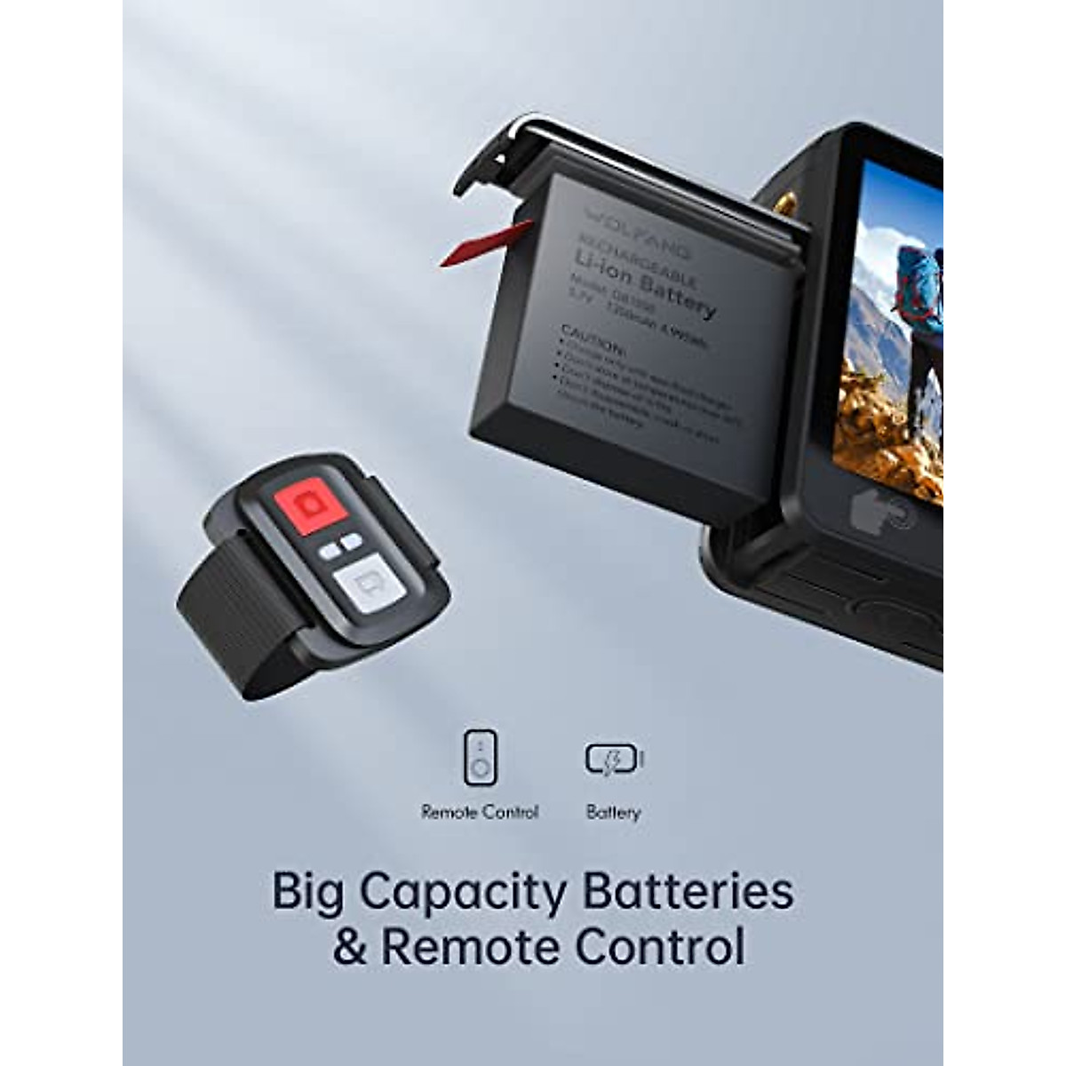 WOLFANG GA400 Action Camera 4K 60FPS Bare Metal Waterproof Underwater Camera 3.0 EIS Stabilization WiFi Helmet Camera (Remote Control, 2x1350mAh Batteries and Accessory Kit)