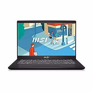MSI Modern 14 14" Laptop: Intel Core i5-1155G7, Intel Iris Xe, 8GB DDR4, 512GB NVMe SSD, 180-Degree Lay-Flat, USB Type-C, MicroSD Card Reader, Win 11 Pro: Classic Black C11M-065US
