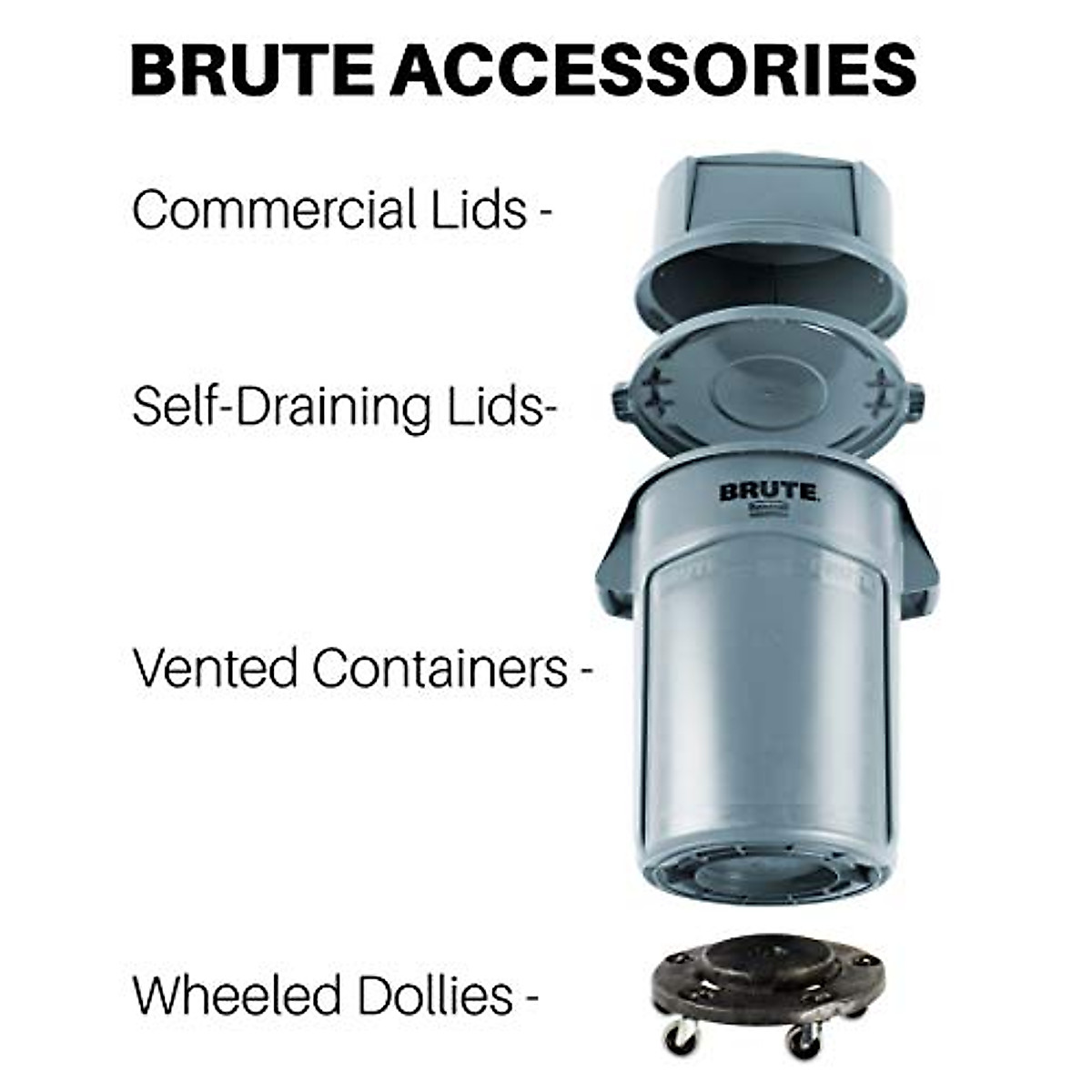 Rubbermaid Commercial FG261960GRAY BRUTE Heavy-Duty Round Waste/Utility Container, 20-gallon Lid, Gray