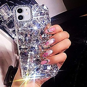 Bonitec for iPhone 11 Case 3D Glitter Sparkle Bling Case for Women Luxury Shiny Crystal Rhinestone Diamond Bumper Clear Gems Protective Case Cover