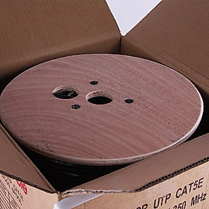 Five Star Cable Cat6 Outdoor 1000 Ft. 23AWG Double Jackets Direct Burial Underground Weather Waterproof UTP Ethernet Router Bulk Cable - Black