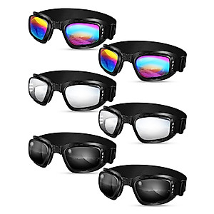 Zhanmai 6 Pcs Snow Ski Goggles UV Protection Snowboard Goggles Vintage Motorcycle Ski Glasses Winter Snow Sports Goggles for Men Women Youth Kids Boys Girls, 3 Colors